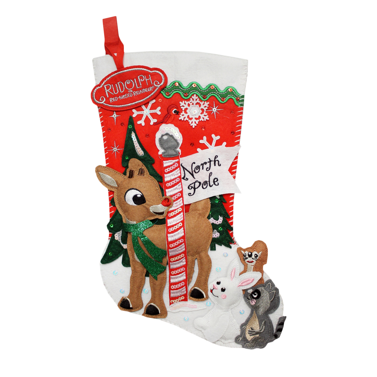 SeaWorld Rudolph the Red-Nosed Reindeer® Red Felt Stocking 18 ...